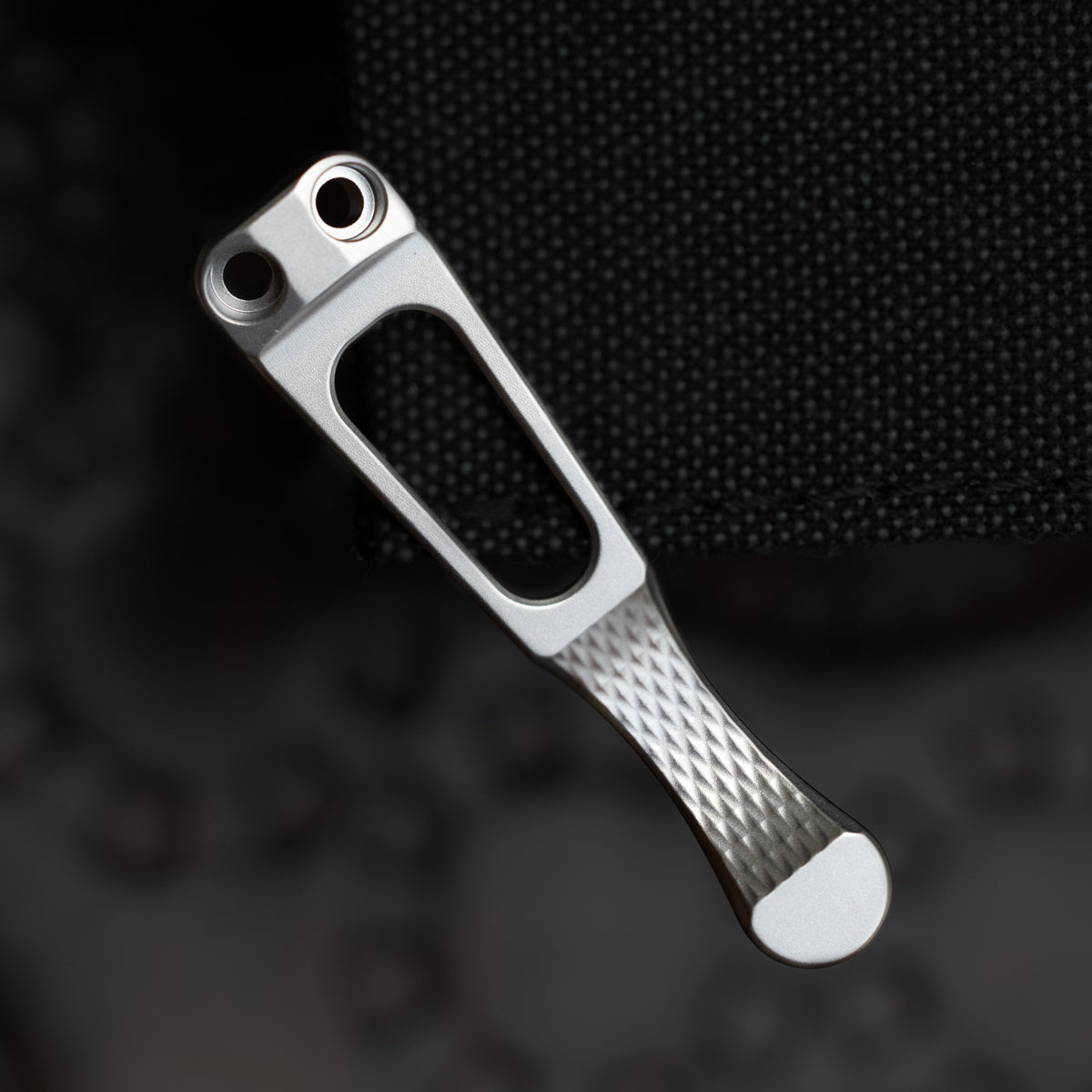 Ti2 Titanium Torch Clip Diamond Frag -- Tumbled (1" diameter flashligh ...