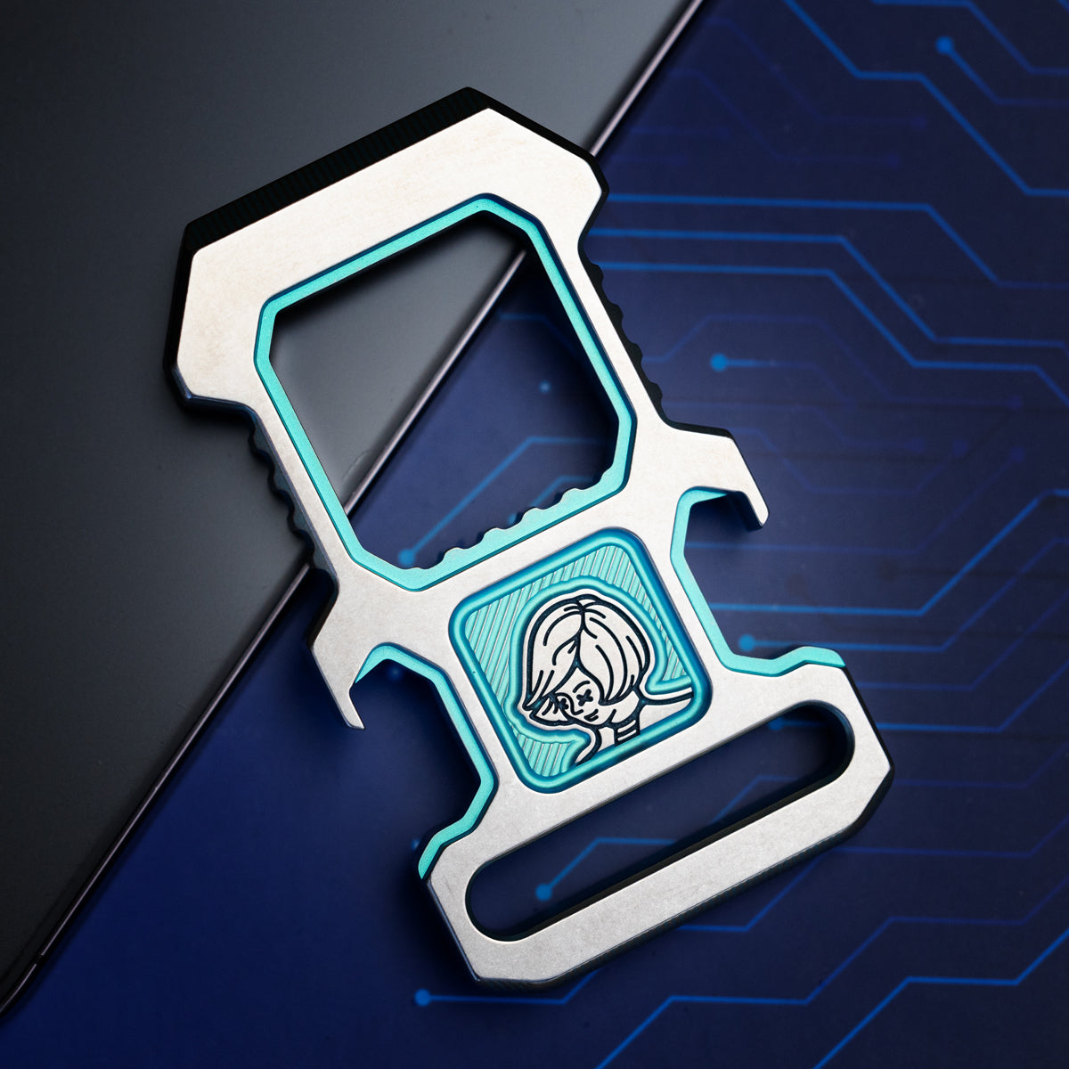 Titanium Shiner -- Salt Girl / Apple Inlay Light Blue – Ti2 Design