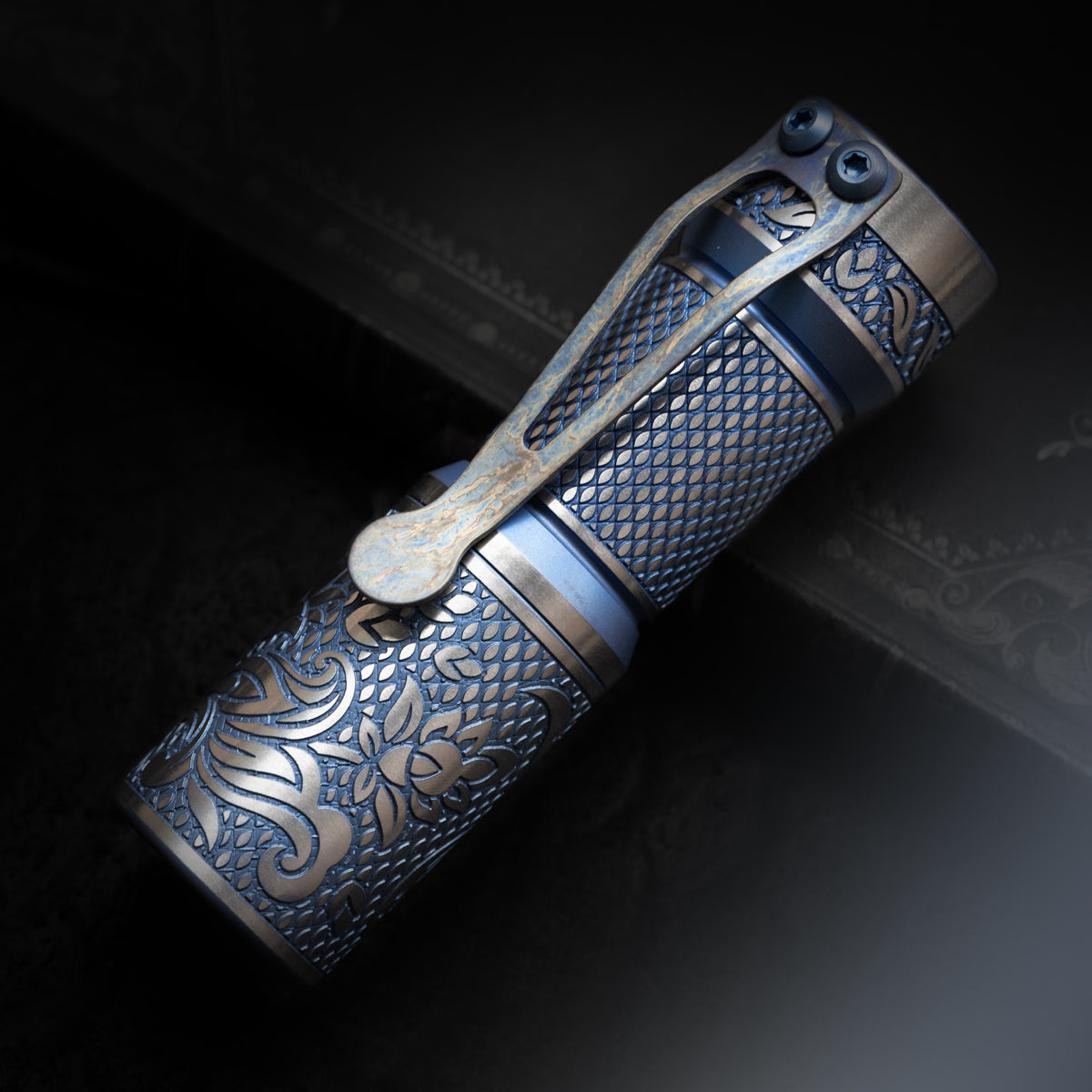 CWF Arcadian Flashlight - Checkered Paisley (Blue Ano / Tumbled) – Ti2 ...